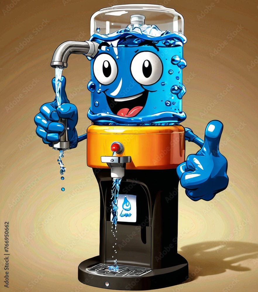 This animated water cooler with a glowing smile offers a cheerful ...