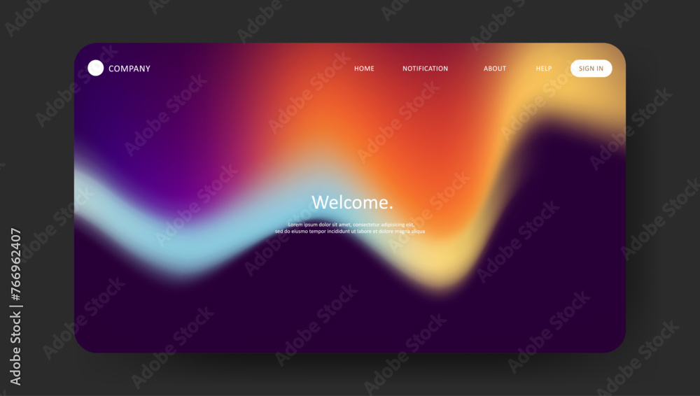 futuristic wave design of landing page vector. retro gradient mesh dark style website design ...