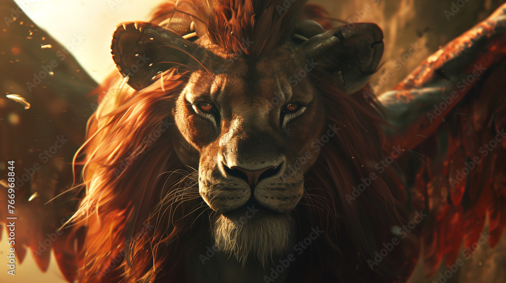 Manticore: Mythical creature with a lion's head, dragon wings, and ...