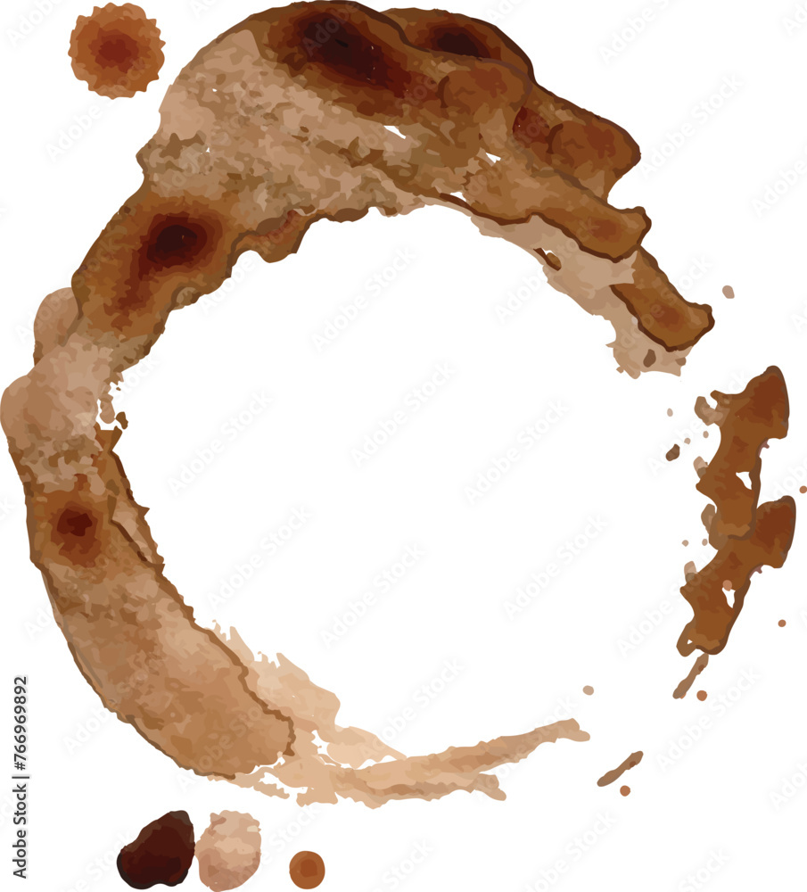 Vector coffee cup stains, coffee stains isolated on a transparent ...
