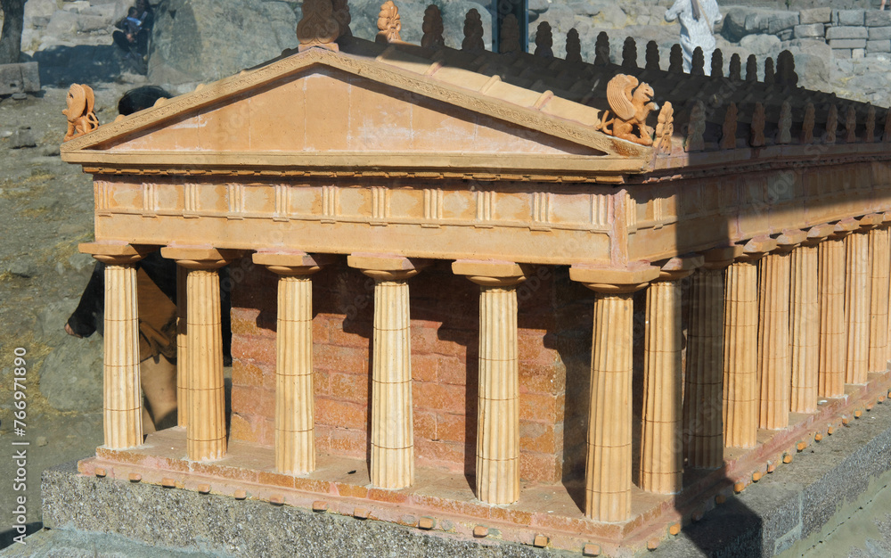 Scale Model of the Ancient Temple of Athena. A detailed miniature model ...