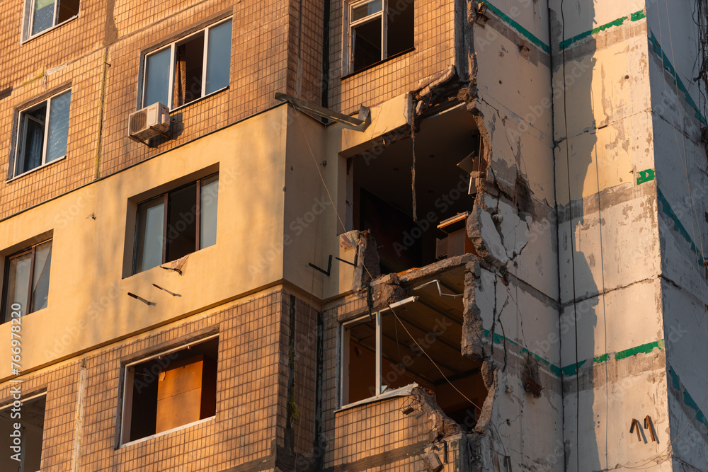 They began to dismantle parts of the building destroyed by the rocket ...