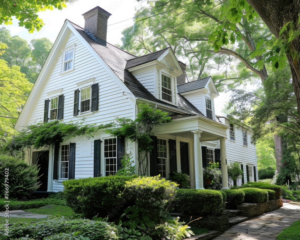 Sunny White Gable House with Hydrangea Garden: Suburban Summer Home ...