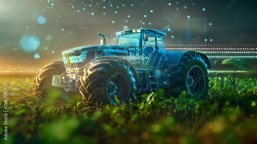 A stunning 3D visualization of Al-driven agriculture, featuring a ...