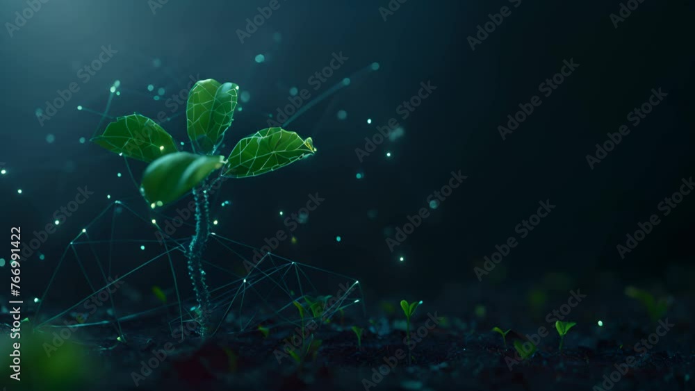 An abstract 3D animation of a biotechnology concept, with a digital ...