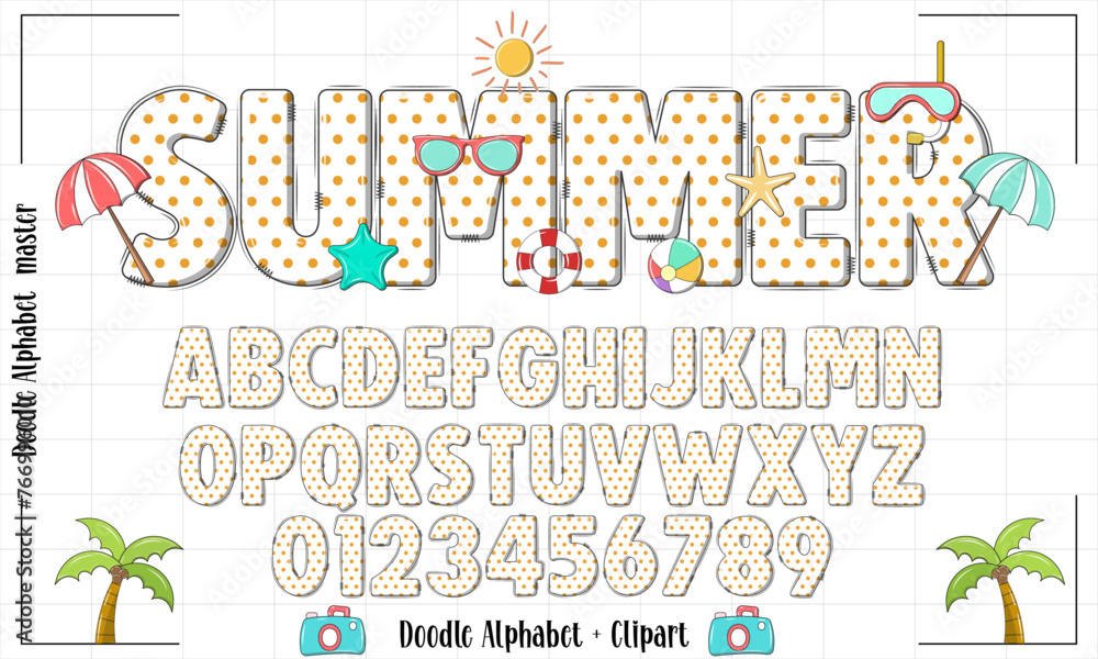 Summer Doodle alphabet Set,Custom summer name,Party Summer celebration ...