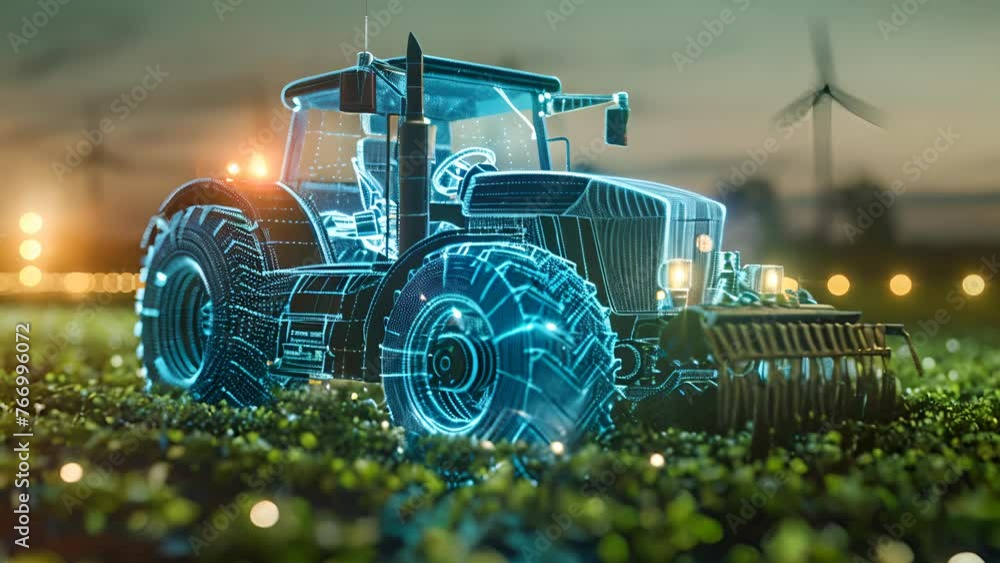 A stunning 3D visualization of Al-driven agriculture, featuring a ...