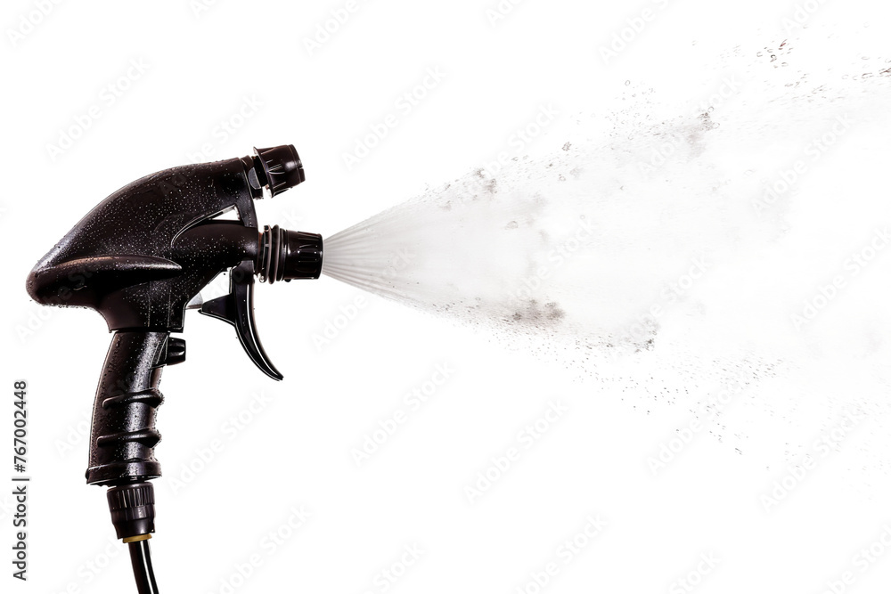 Black Spray Gun Spraying Water on White Background. On a Clear PNG or ...