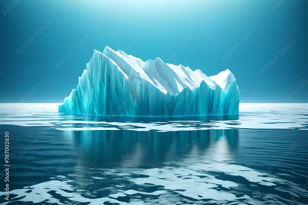 Iceberg with its visible and underwater or submerged parts floating in ...