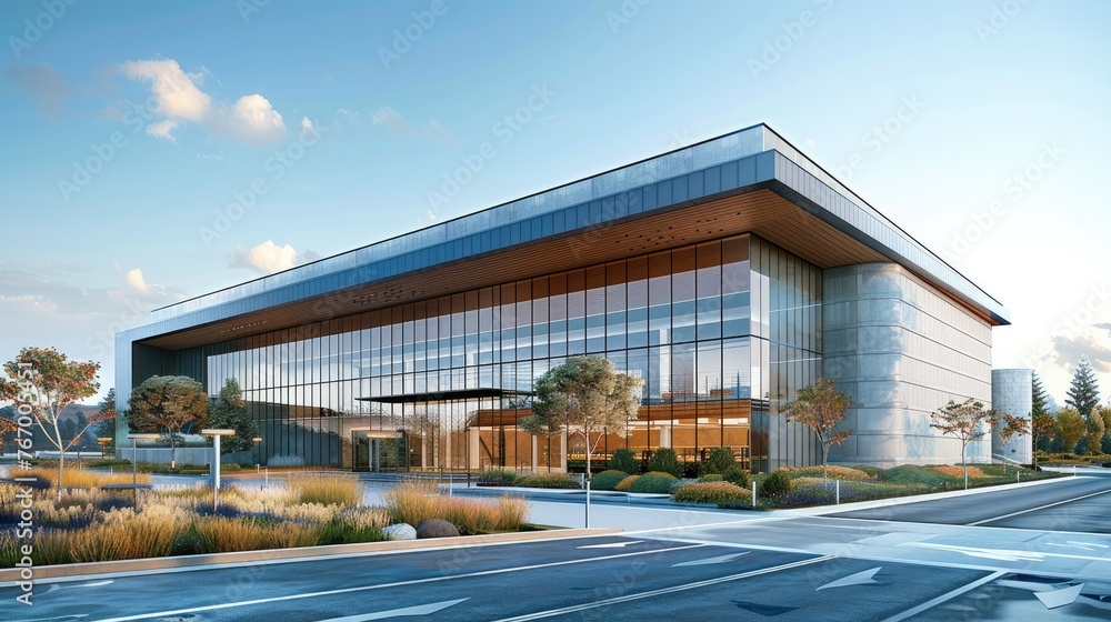 Exterior of Data center made of concrete tilt up panels with a grand ...