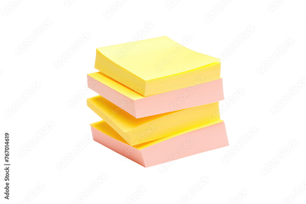 Stack of Yellow and Pink Post-It Notes. On a Clear PNG or White ...