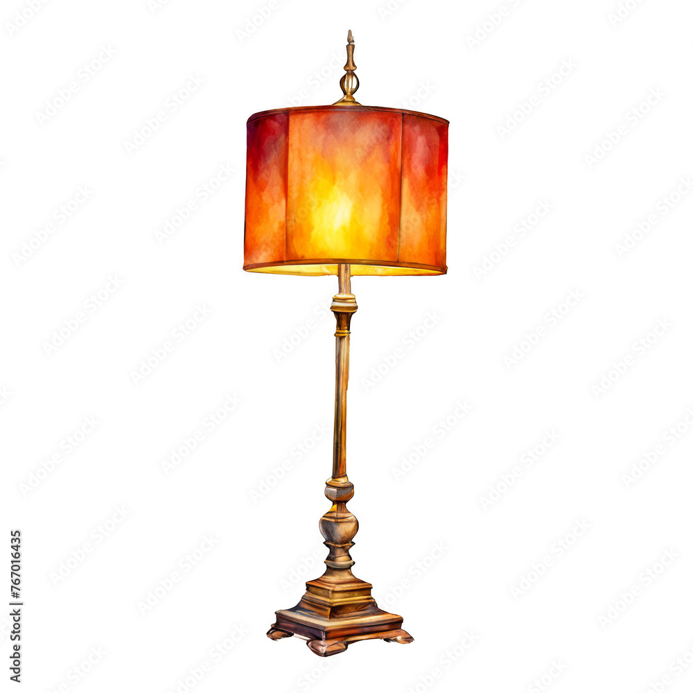 Vintage antique lamp, watercolor illustration, clipart, interior decor ...