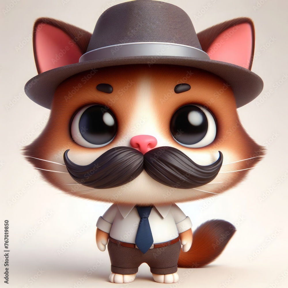 Caricatura de un pequeño gato adorable en 3d, personaje de fantasía ...