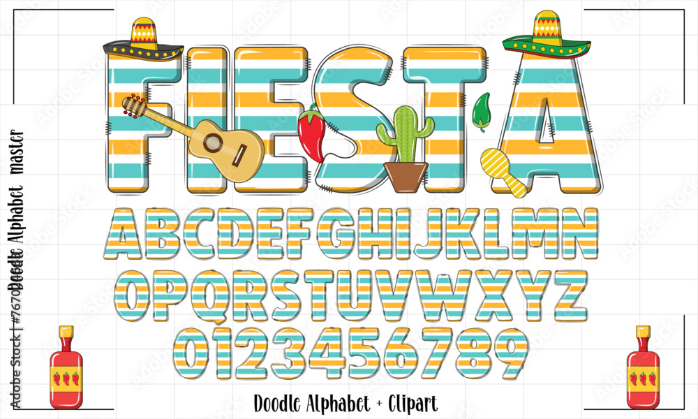 Mexican alphabet png files bundle, Mexican doodle letters png, Mexican ...