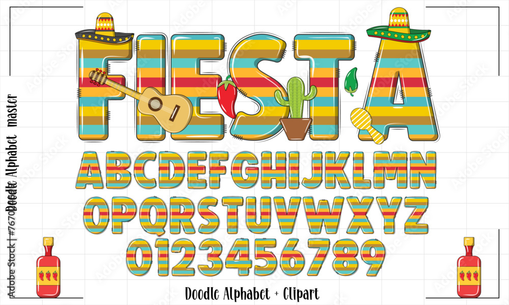 Mexican alphabet png files bundle, Mexican doodle letters png, Mexican ...