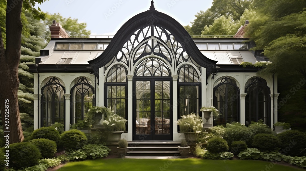 Charming English conservatory with custom glass ogee arched ceilings ...