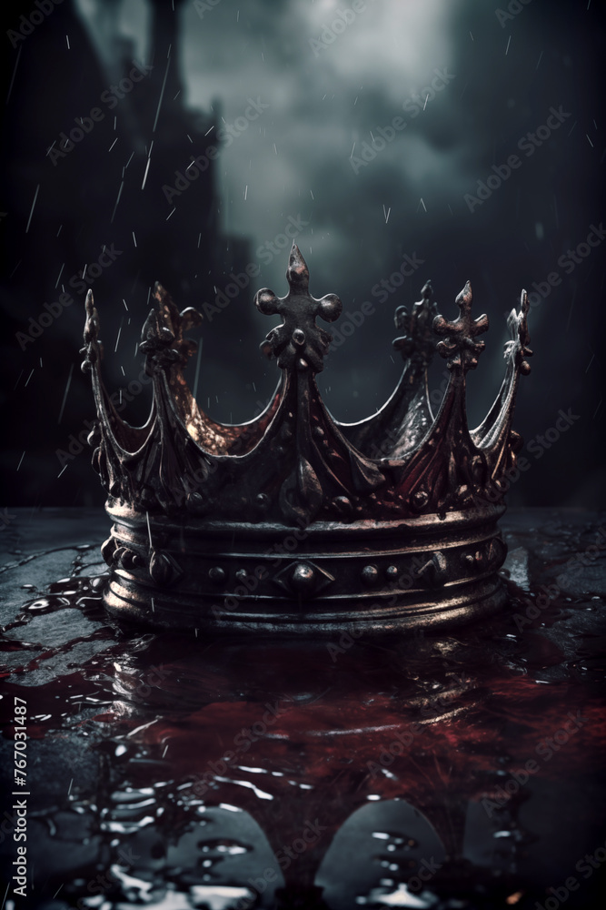 Fantasy medieval concept of a Royal crown and blood. Rise and fall of ...