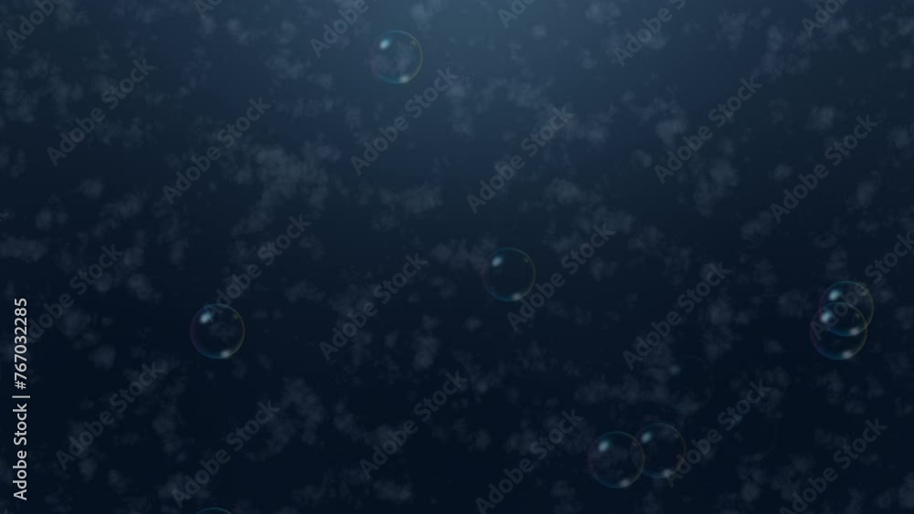 Water Bubbles filled carbon dioxide and float upwards. 4K 3D Green ...