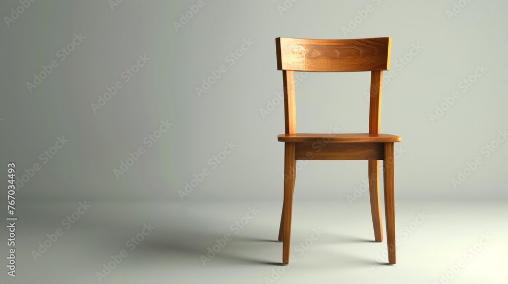 Simple wooden chair on a white background. The chair is made of light ...