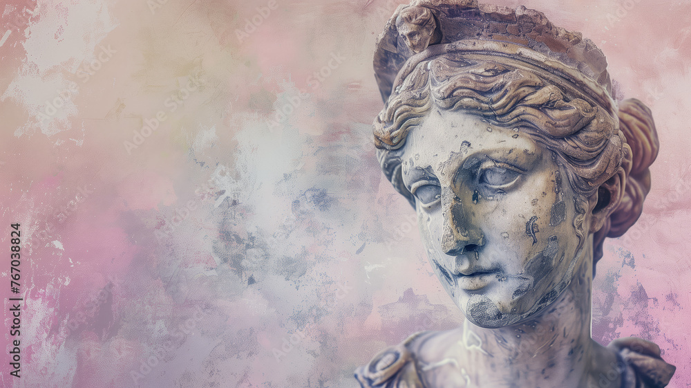 Ancient Greek antique sculpture of a woman, goddess, made in pastel ...