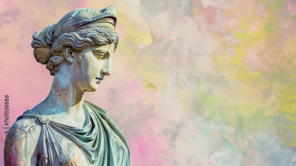 Ancient Greek antique sculpture of a woman, goddess, made in pastel ...