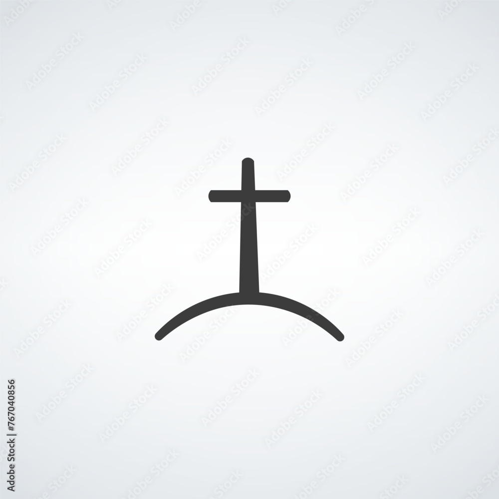 Calvary Cross icon, Christianity religion symbol. Cross on the mountain ...