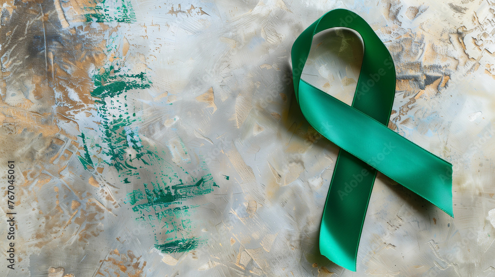 Emerald Green Cancer support ribbon for liver gallbladder bile duct ...