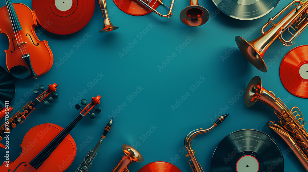 World Jazz Day, Music Background with Colorful Music Instruments and ...