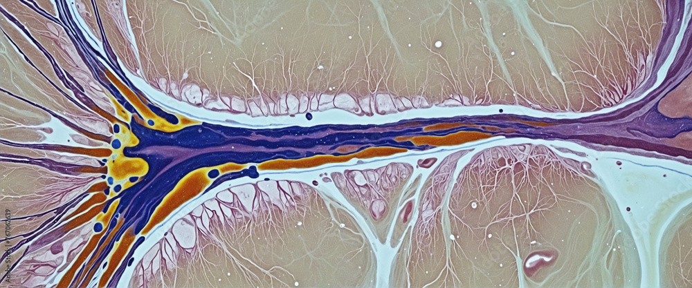 Stained Nissl bodies in motor neuron of spinal cord's ventral horn ...