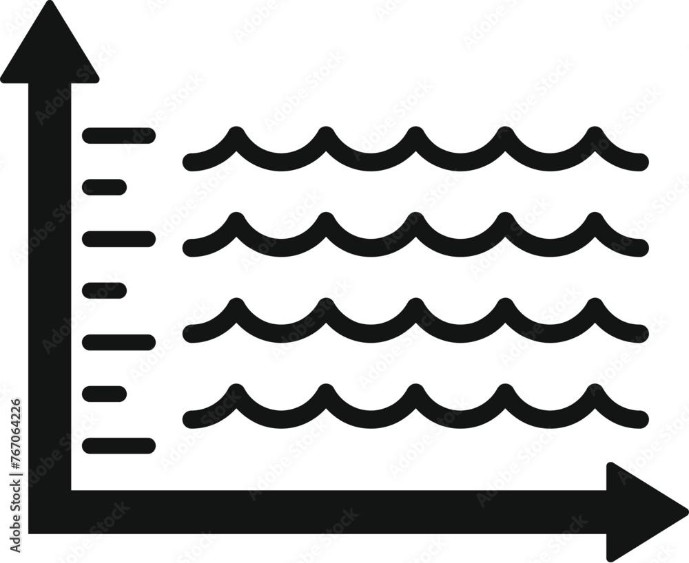 Sea level rise graphic icon simple vector. Climate disaster. Coast city ...