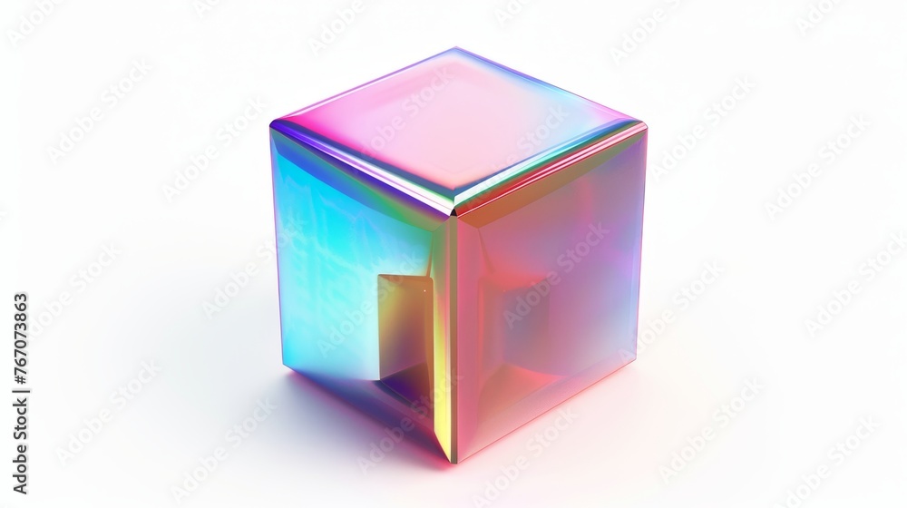The geometry of the 3d holographic cube with iridescent chrome effect ...