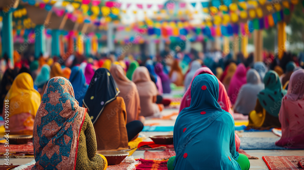 A photo of a Muslim woman praying during Ramadan. A vibrant image of ...