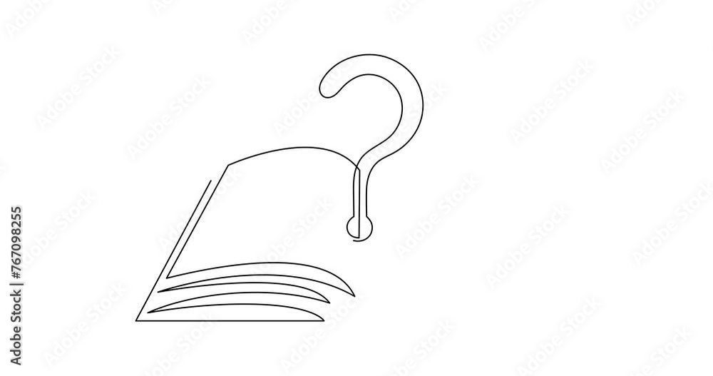 Book with question one line artanimation,hand drawn asking sign ...