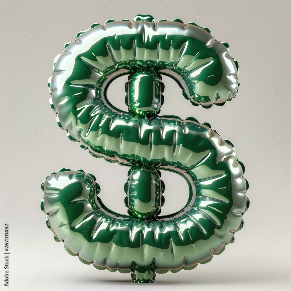 Symbole du dollar en ballon gonflable sur fond blanc. Inflatable ...