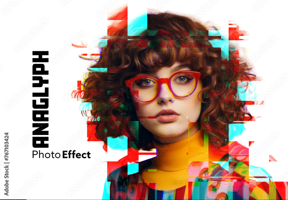 Anaglyph Photo Effect Stock Template | Adobe Stock