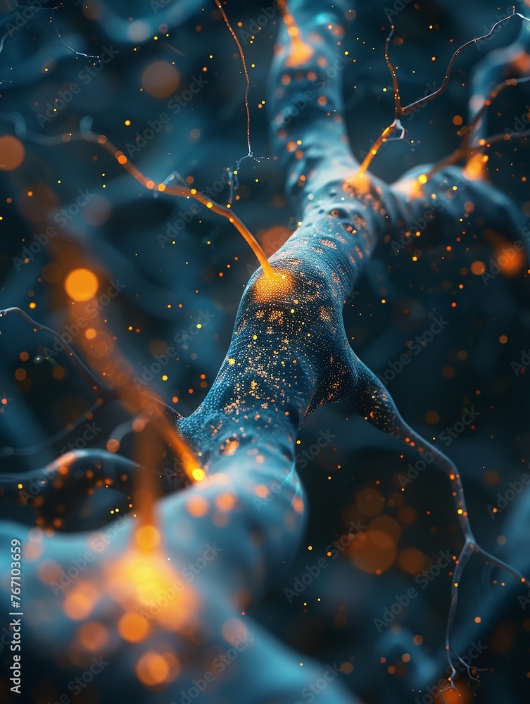 Adrenaline surge in stress response, adrenal glands focus, dramatic ...