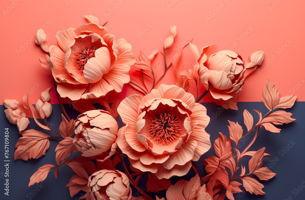 Exotic peony flower with monotone color with art beautiful detailed in ...