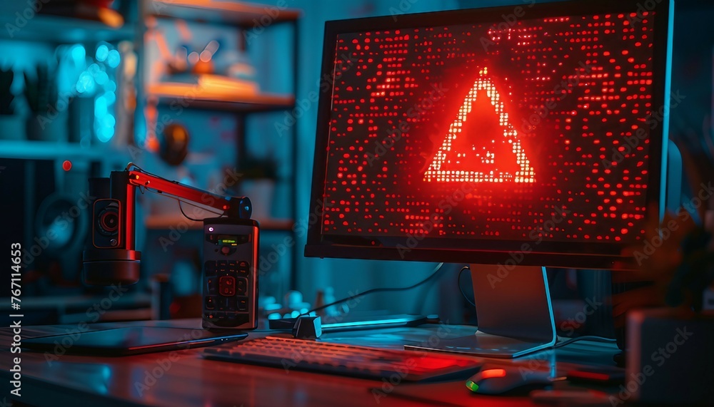 Security Breach Alert, computer security with an image showing a ...