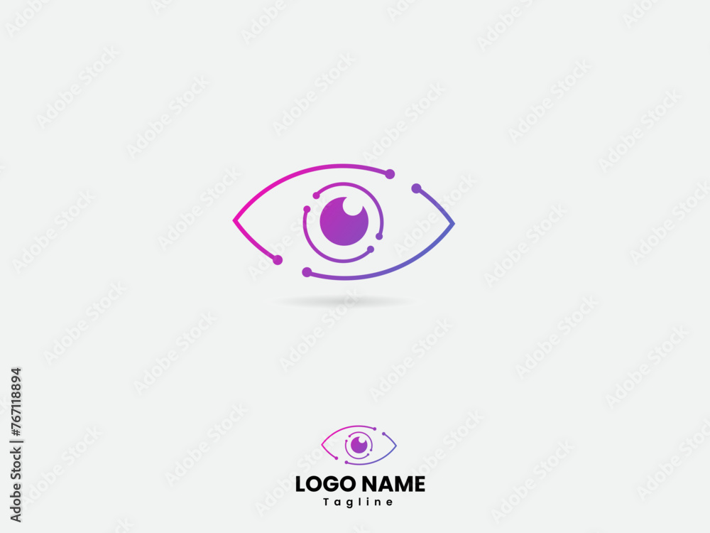 Eye tech logo. Vision care. Technology eye vector art. Business logo ...