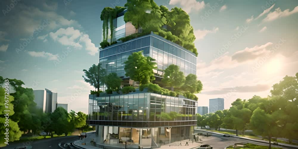 Vidéo Stock Eco-friendly building in the modern city. Sustainable glass ...