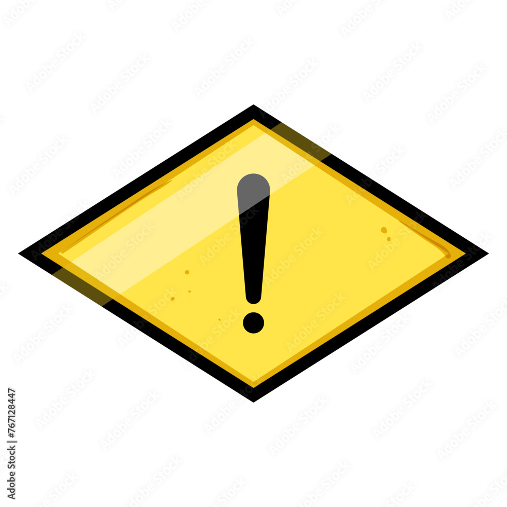 safety yellow warning sign cartoon. attention exclamation, hazard risk ...