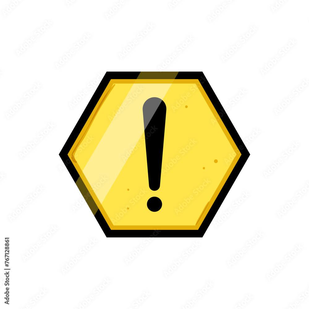 exclamation yellow warning sign cartoon. hazard risk, symbol security ...