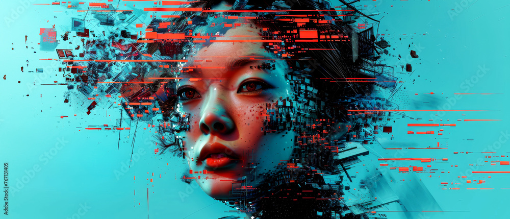 Craft an engaging illustration blending elements of traditional reality ...