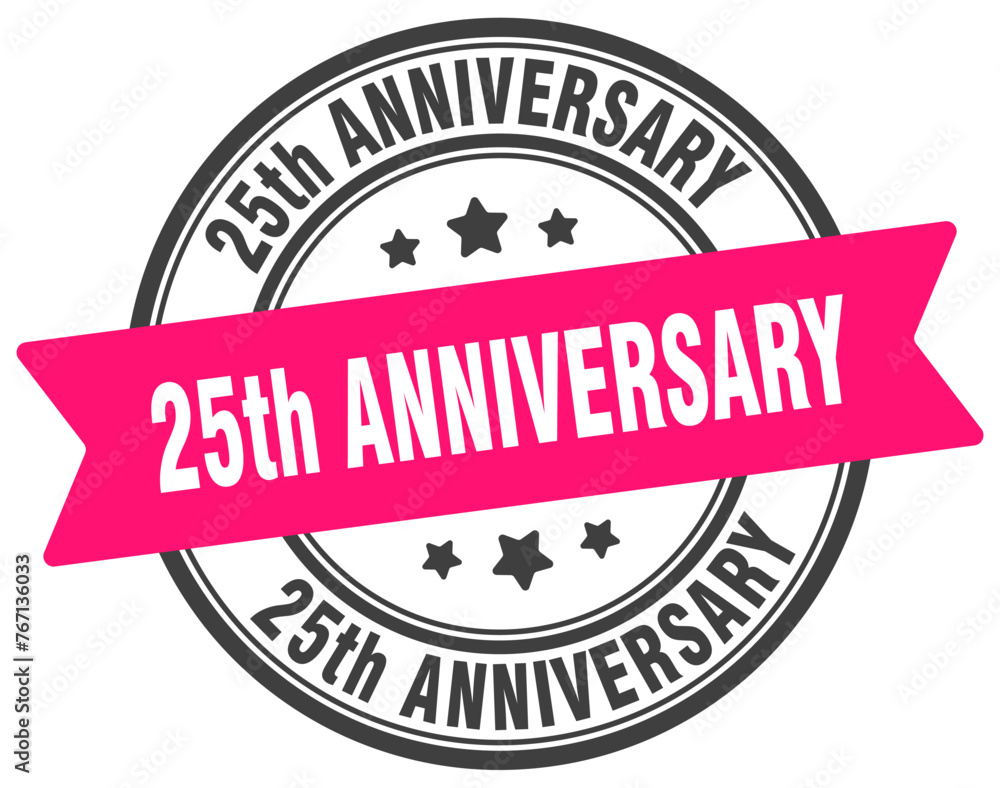 25th anniversary stamp. 25th anniversary label on transparent background. round sign Stock ...