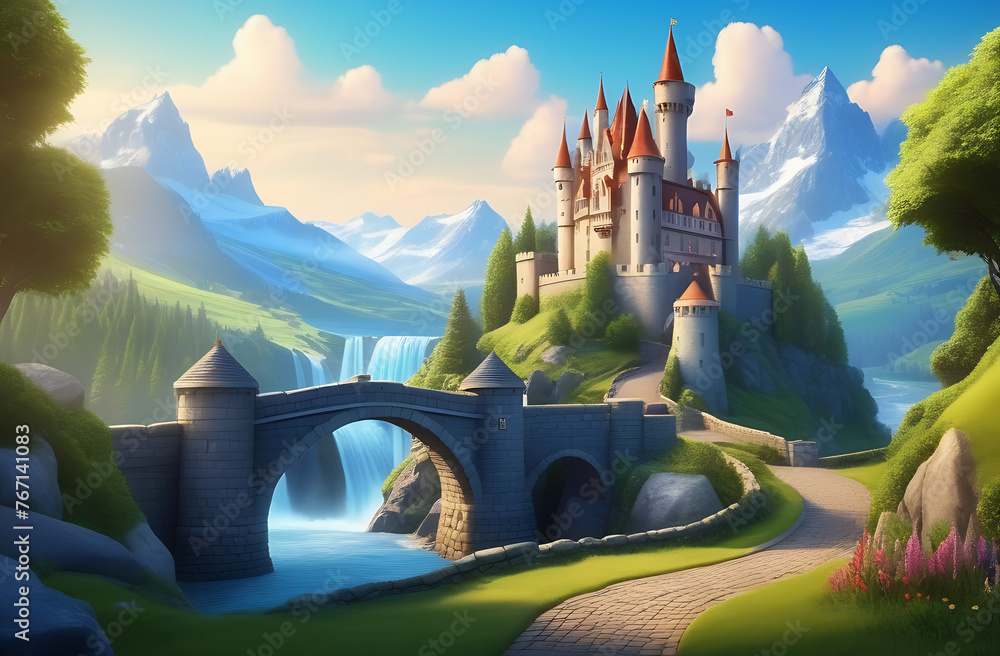 Fairy tale style, cartoon background, digital art. Illustration of a ...