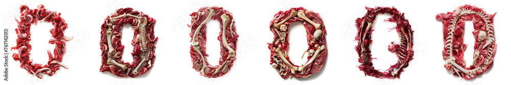 Number Zero Horror alphabet and number concept. Halloween isolated text ...