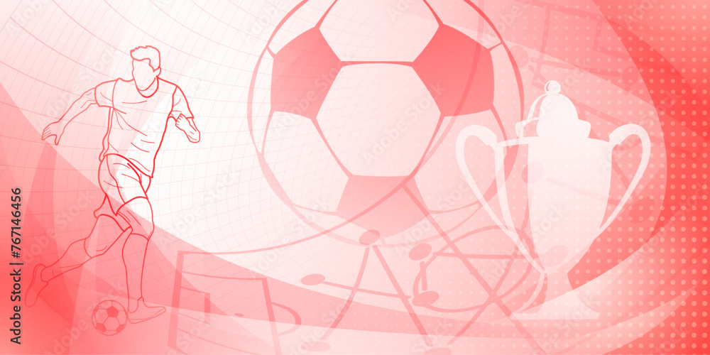 Football themed background in red tones with abstract dots and curves ...