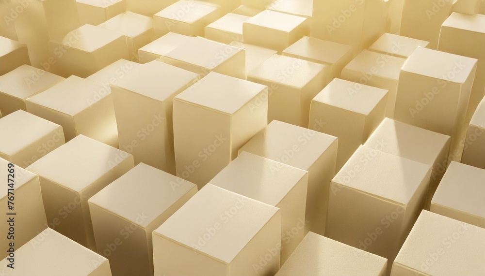 randomly positioned and scaled white cube boxes block background ...