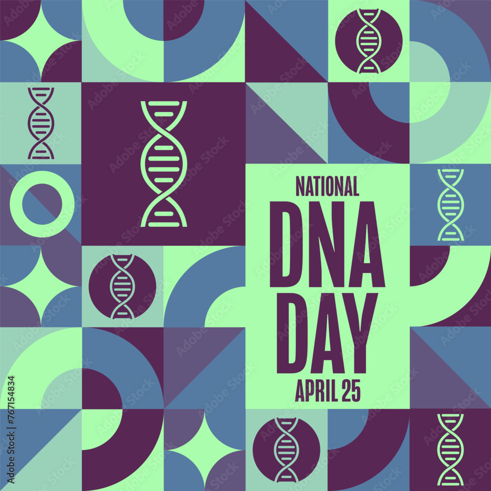 National DNA Day. April 25. Holiday concept. Template for background ...