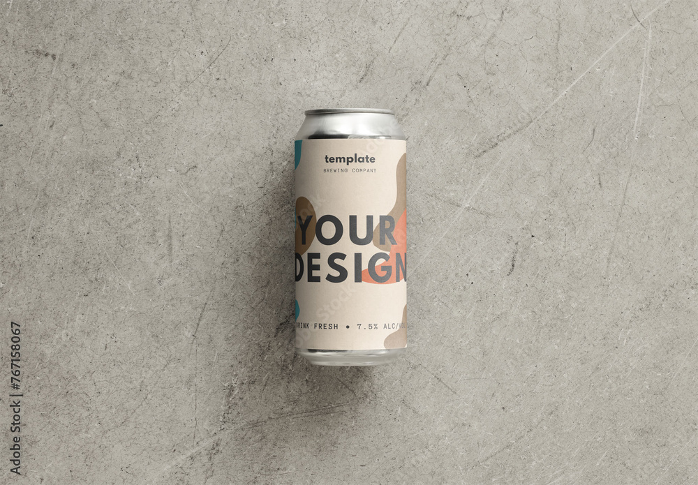 Mockup of customizable 16 oz drinks can Stock Template | Adobe Stock